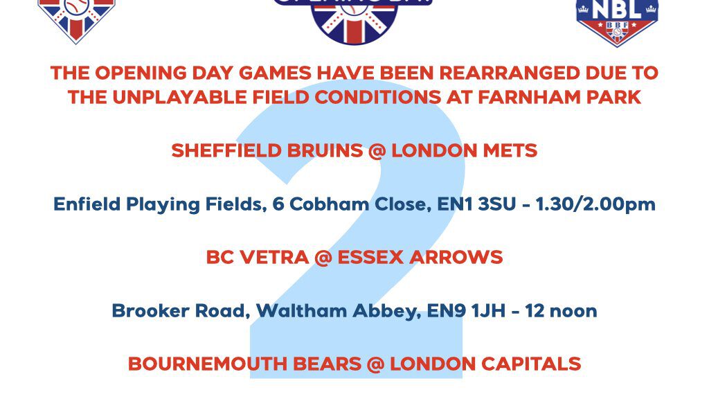 THE NBL OPENING DAY GAMES HAVE BEEN REARRANGED - British Baseball ...